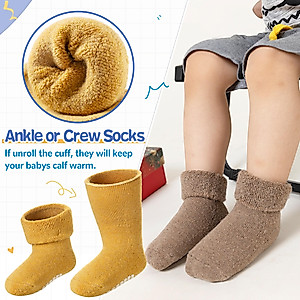 Kids Baby Boy Girls Wool Socks Thick Animal Stripe Winter Soft Warm Thermal Child Toddler Boot Cozy Crew Socks 6 Pairs (Bear, 3-5 Years)