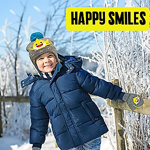 Nickelodeon Baby Shark Warm Winter Hat and Mitten Set, Grey Winter Designed - Age 2-4 Toddler