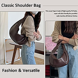 JYG Small Hobo Bags for Women Pu Leather Dumpling Shoulder Handbags Casual Fashion Ladies Clutch Purses Coffee