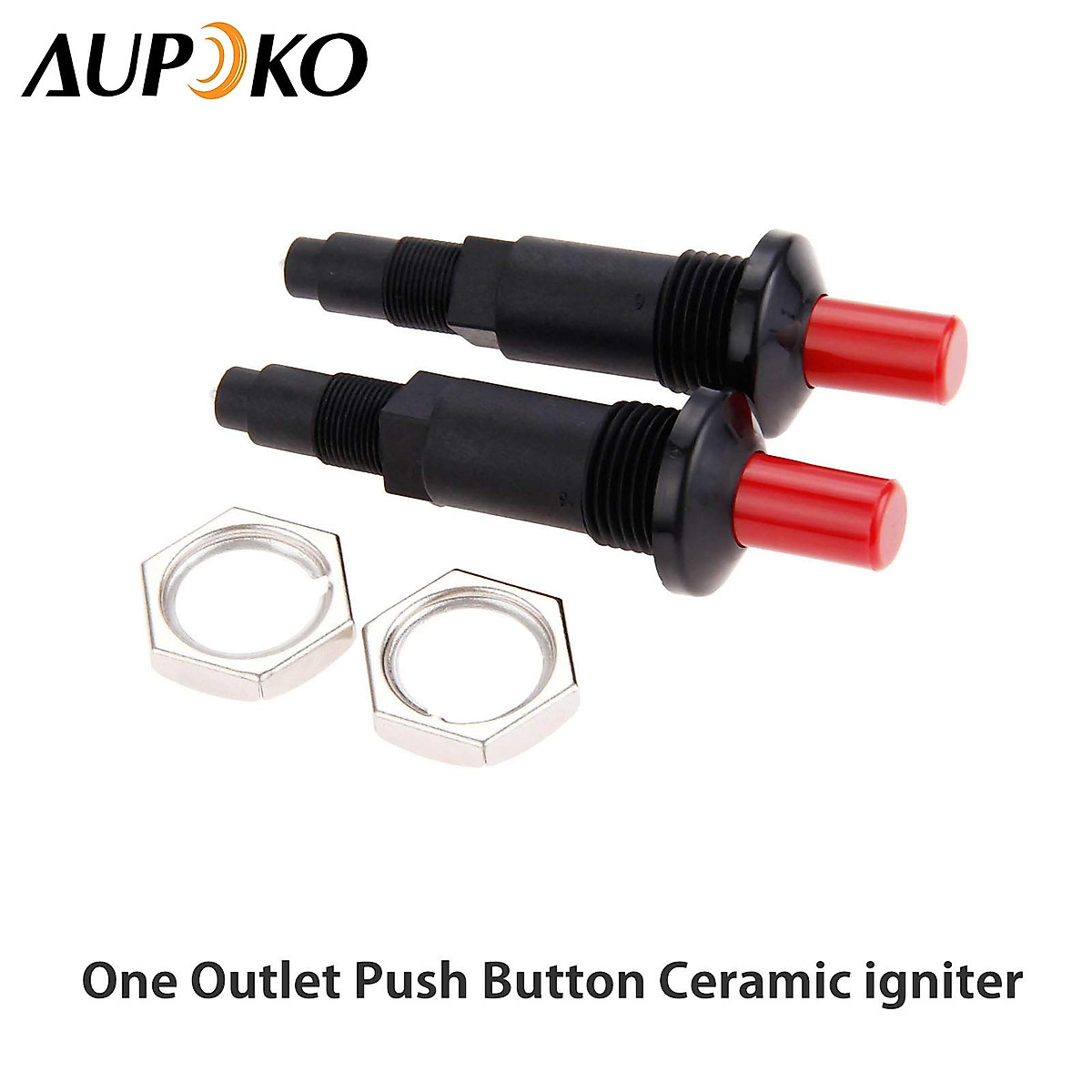Aupoko Piezo Spark Ignition, One Outlet Plug Push Button Ceramic Spark Kitchen Lighter with High Resistance, Fits for Gas Fireplace/Gas Oven/Gas - 2 PC