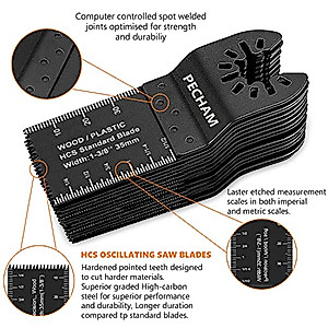 PECHAM 21PCS Universal Wood Metal Oscillating Multitool Quick Release Saw Blades Fit Porter Cable Black & Decker Rockwell Ridgid Ryobi Milwaukee DeWalt Chicago Craftsman