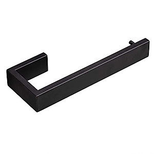 Bathroom Wall Mounted Hand Towel Holder, Pynsseu SUS304 Stainless Steel Towel Ring, Square Hand Towel Bar for Bathroom Hardware (1Pack Black )