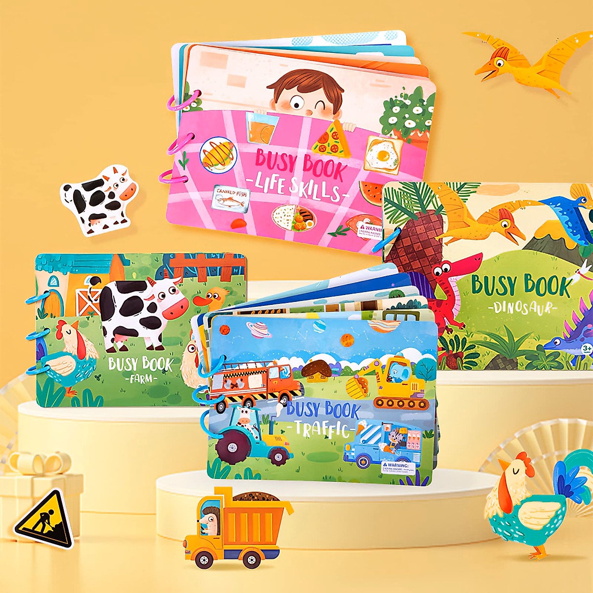 MIKNEKE DIY Quiet Book for Toddlers, Montessori Busy Book for Kids, Vehicle Preschool Learning Activities Learning & Education Toys