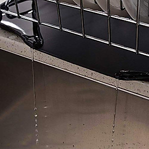 LOCLGPM Rust Proof Small Space Dish Drying Rack, Modern 1 Tier Dish Drainer with Black Removable Drainboard, Utensil Holder and Cup Holder for Organizer Storage Counter Kitchen Over The Sink