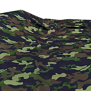 VIZALO Moisture Wicking Single Jersey Knitted Fabric, Polyester and Spandex, 60" Wide, Cut by The Yard for Clothing, Crafts, Home Decor, Upholstery, Shirts, Pants, Pet Clothing (Green Camo, 2 Yard)