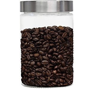 Blue Donuts 33 Oz Glass Jars with Stainless Steel Lids Airtight - Glass Kitchen Canisters, Glass Containers for Food Storage with Lids, Food Storage Containers, 1000 ML Clear Jars