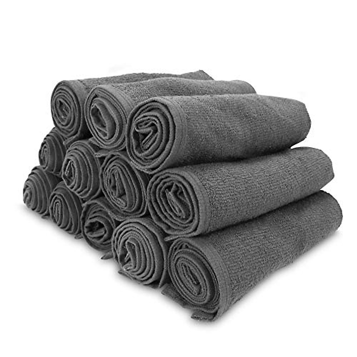 Arkwright Bleach Safe Sr. Salon Towels - (Pack of 12) 100% Ring Spun Cotton Super Soft, Lightweight, Quick Dry, Absorbent Hand Towel for Hotel, Spa, Cosmetology, 16 x 28 in, Charcoal