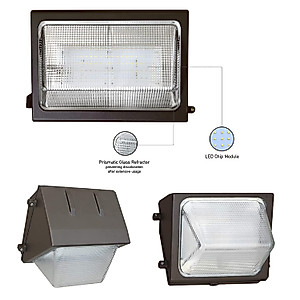 LED Wallpack Lights, 100~277V, 5000K, 30W, Outdoor Wall Pack Lighting, Sealed with High Grade Weatherproof Silicone Gasket, for Parking Areas, Driveways, Garages, Bronze