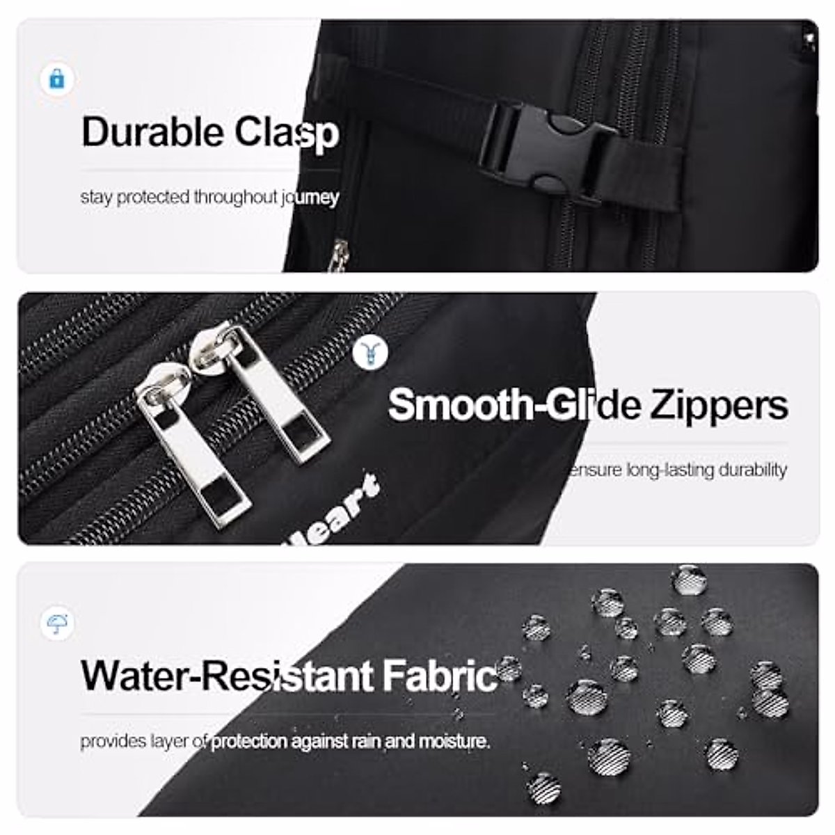 TRAVELHEART Travel Backpack for Women and Men - Large Expandable 45L with Shoe Compartment - Carry On Backpack for Airplanes - Flight Approved - Personal Item Size, Black