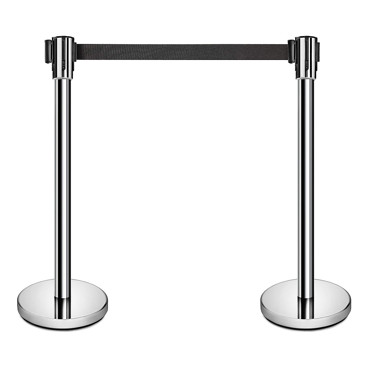 New Star Foodservice 54606 Stanchions, 36-Inch Height, 6.5-Foot Retractable Belt, Set of 2, Silver Belt