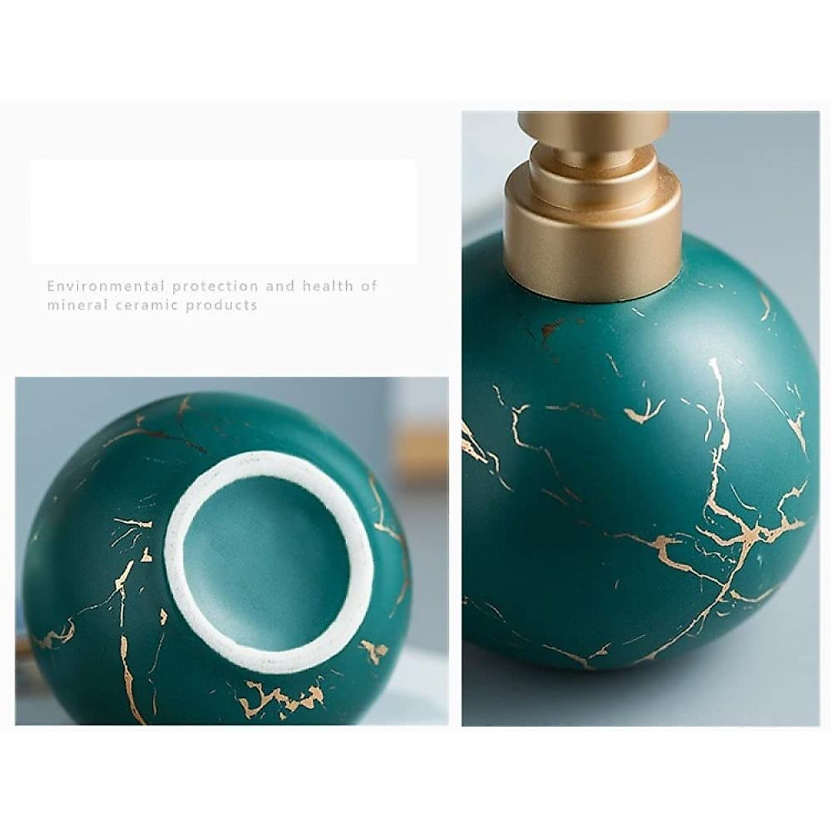 Soap Dispenser for Bathroom Kitchen, Soap Dispenser for Bathroom, Refillable Hand Bath Soap Body Wash Shampoo Ceramic Dispenser Pump Bottles for Kitchen Bathroom Sink (Color : Grey)