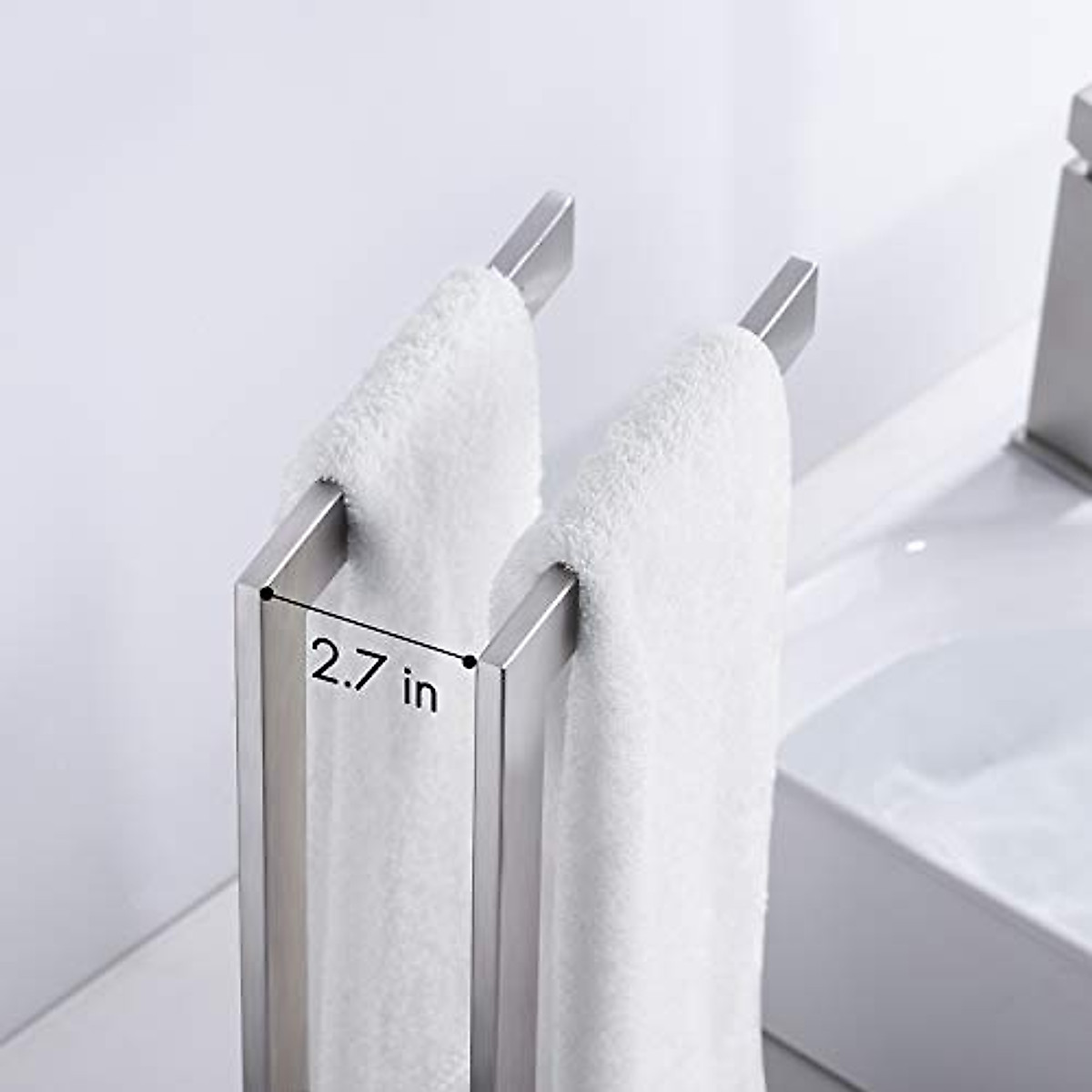 KES Hand Towel Holder Stand for Bathroom Countertop Double-L Hand Towel Rack with Marble Base for Bathroom Vanity Freestanding SUS 304 Stainless Steel Brushed Finish, BTH220B-2