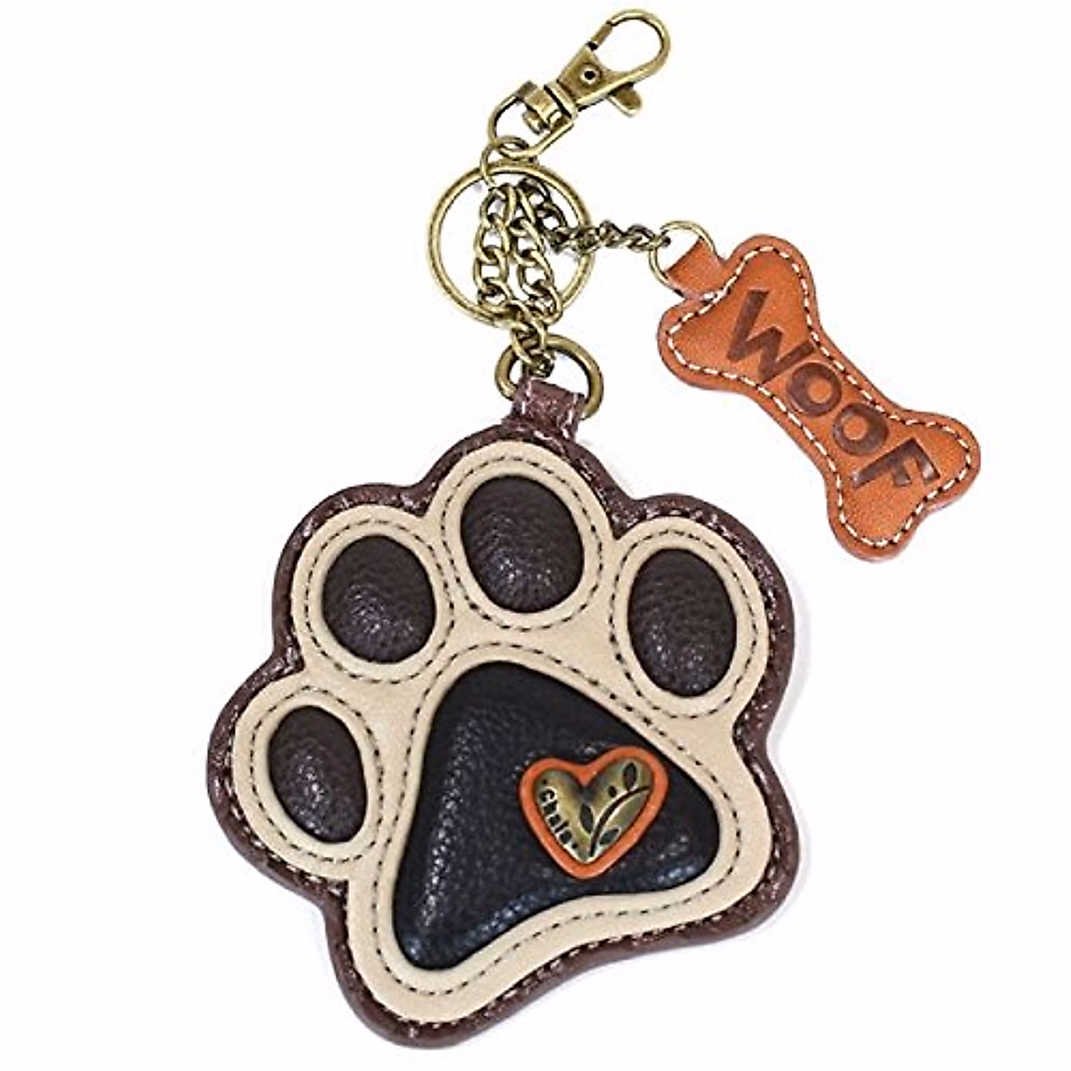 Chala Paw Print Coin Purse Key Fob - Ivory