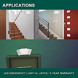 EXITLUX 4 Pack Led Exit Sign with Emergency Lighting Battery Backp -Two LED Adjustable Head -120V/277V-UL Listed-Exit Lighting -Dual LED Lamp ABS Fire Resistance for Power Failure.