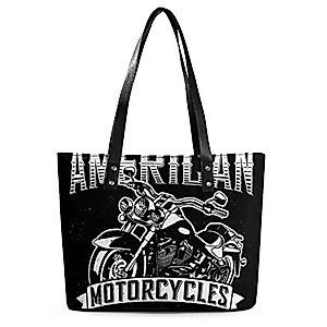 Womens Handbag Motorcycle Racing Leather Tote Bag Top Handle Satchel Bags For Lady