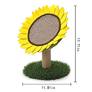 Cat Scratching Post, Sunflower Claw Scratching Post for Kitty, Natural Sisal Scratcher Board, Cute Furniture Interactive Activity Pad Toys for Kitten & Cat, 18x12 Inch