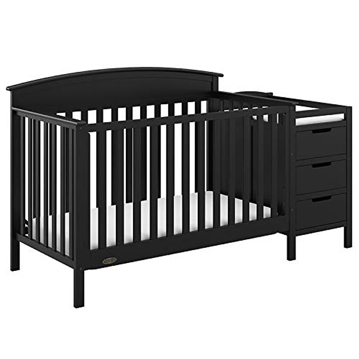 Home Square 2-Piece Set with 5 in 1 Crib & 2-in-1 Crib Mattress in Black