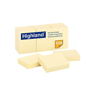 Highland Sticky Notes, 1.5 x 2 Inches, Yellow, 12 Pack (6539)