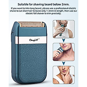 CkeyiN Men's Electric Shavers, Rechargeable Cordless Foil Shaver Razor with Replaceable Foil Head, Multifunction Wet & Dry Use Foil Shaver (Blue)