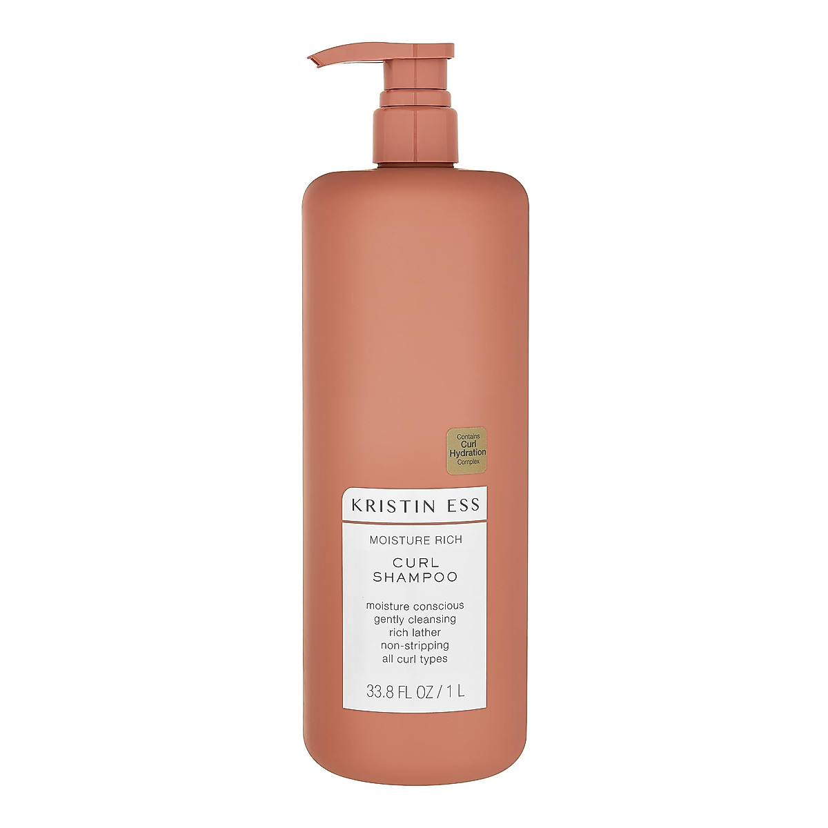 Kristin Ess Moisture Rich Curl Shampoo for Wavy to Tight Curls 2A-4C - Lightly-Clarifying, Anti-Frizz, Sulfate, Paraben & Silicone Free, 33.8 fl. oz.