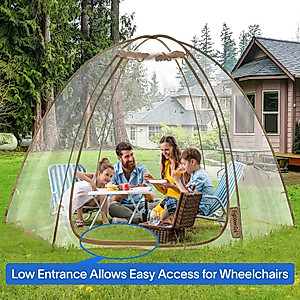 EighteenTek Sports Tent Screen House Room Greenhouse Camping Tent Canopy Gazebos 4-6 Person for Patios Large Oversize Weatherproof Pod Pop Up Tent, Cold Protection Beige 10’x10’