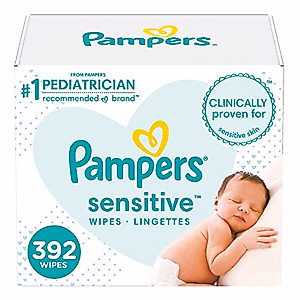 Baby Wipes, Pampers Sensitive Water Based Baby Diaper Wipes, Hypoallergenic and Unscented, 3X Pop-Top Pack,s 392 Total Wipes (Packaging May Vary)