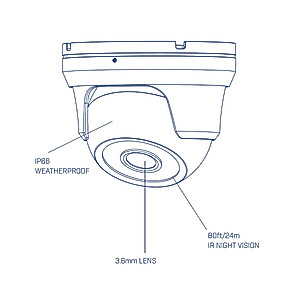 FLIR Digimerge ME363 Outdoor 4-in-1 Security Dome Camera, 4MP Quad HD Fixed MPX, 3.6mm, 80ft Night Vision, Works with HD-CVI/HD-TVI/AHD/Lorex, Flir MPX DVR, White (Camera Only)