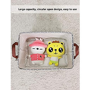 QUEENLALA Rectangular Laundry Hamper/Foldable Nursery Laundry Basket for Organizing/Storage Bin Baskets/Children Toy Office Bedroom/Toy Bin Closet Shelf Baskets（Rec-Grey Wheat）