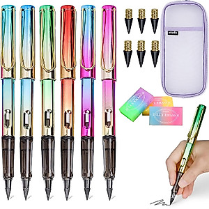 Mechanical Pencils Inkless Pencils Eternal Set - 6 Everlasting Pencil,6 Replaceable Nibs,3 Erasers,1 Pencil Case,Pencil Never Sharpen,Infinity Pencils,Forever Pencil for Kids Student Writing Drawing