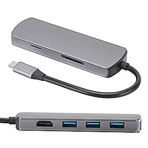 UBS Hub Extension, 6 in 1 USB3.0 Adapter Type C Multi‑Port USB C Expander Dock, to HDMI 4K Adapter Cable for Chrome Operating System/Windows7/8/10/XP/Linus/Vista