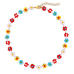 BVGA Beaded Choker Necklaces For Women Colorful Flower Shaped Beads Chocker Boho Necklaces Beach Necklace For Women Jewelry Gifts