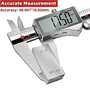 Digital Caliper, Electronic Micrometer 0-6" Inch Metrics Fraction Calipers Rulers 150 Millimeters Dimensional Measuring Tool Vernier Stainless Steel Large Screen