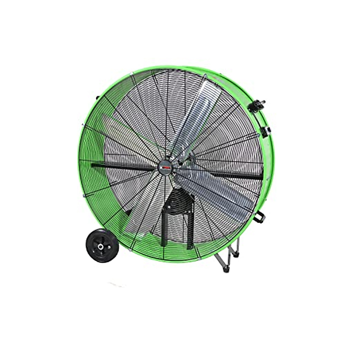 K Tool International 77746; 42 Inch Belt Drive Drum Fan with Easy Mobility Rubber Wheels, Ideal for Industrial, Garage or Barn, 2-Speed Control, Auto Overheat Cut-Off Protection, 14,800 Max CFM, Green