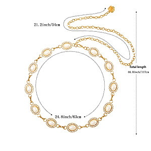 WELROG Metal Waist Chain Belt for Women - Pearls Gold Silver Chain Belts for Dresses Jeans