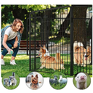 PUKAMI Dog Fence for Dogs, 8/16 Panels 24/32/40 Height x32 inch Width,Portable Dog Playpen Puppy Playpen for Small Medium Dog Exercise Pen for Indoor Outdoor,Pet Playpen Fence for Yard,RV,Camping