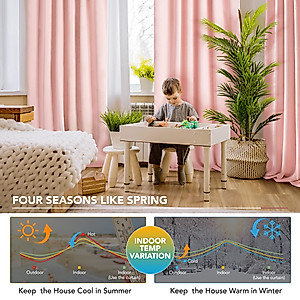 Deconovo 100% Blackout Curtains - 2 Layers, Thermal Insulated, Noise-Reducing Drapes - Bedroom, Nursery, Home Theater - Energy-Efficient & Oeko-TEX Certified - Crystal Pink, 52W x 84L Inch