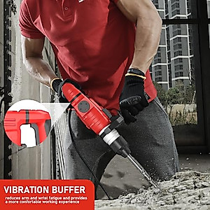 MPT 1-1/4 Inch SDS-Plus 13 Amp Heavy Duty Rotary Hammer Drill With Vibration Control And Safety Clutch,32mm For Concrete Including 5 Drill Bits,Point Chisel,Flat Chisel