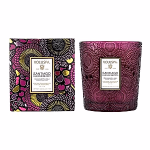 Voluspa Santiago Huckleberry, Classic Boxed Candle, 9 Ounce, 60 Hour Burn Time, All Natural Wicks and Coconut Wax for Clean Burning, Vegan, Poured in The USA