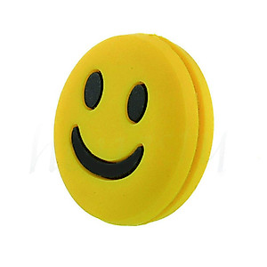 Acxico 8 pcs Silicone Rubber Smile Face Tennis Racquet Vibration Dampener Shock Absorber(4 Smiley Yellow + 4 Surprise Yellow)