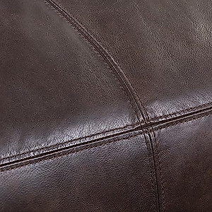 POLY & BARK Denver Leather Ottoman in Full-Grain Semi-Aniline Italian Tanned Leather in Madagascar Cocoa