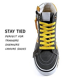 VSUDO 24 Inch Flat Yellow Shoe Laces for Sneakers, Yellow Shoelaces for Sneakers, Yellow Shoe Strings for Sneakers, Yellow Replacements Sneakers Shoe Laces for Women or Men (2 Pairs-Yellow-60CM)