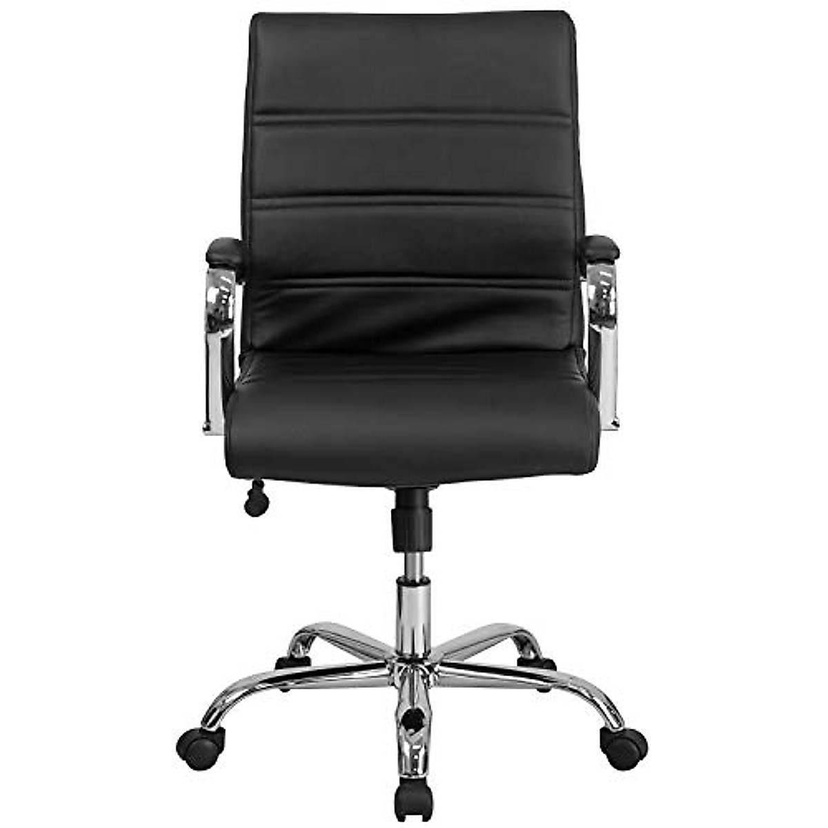 Flash Furniture Whitney Mid-Back Desk Chair - Black LeatherSoft Executive Swivel Office Chair with Chrome Frame - Swivel Arm Chair