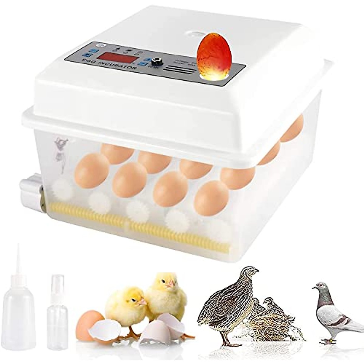 YaeCCC Egg Incubator, Automatic Egg Hatching Incubator Temperature Control for Hatching Chicken Duck Quail Bird Eggs (16 Eggs)