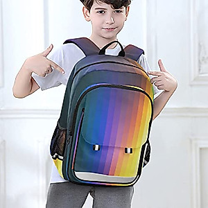 Glaphy Abstract Colorful Stripes Backpack School Bag Lightweight Laptop Backpack Student Travel Daypack