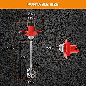 BEAMNOVA Electric Handheld Cement Mixer 2100W Concrete Mixer Machine Industrial Portable Hand Paint Stirrer for Mixing Feed, Oil Paint, Resins
