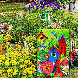 Welcome Spring Summer bird Outside Vertical Double Sided Garden flags for all seasons Cardinal Birdhouse, Bird Yard Flags for Outside…