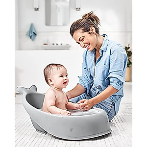 Skip Hop Baby Bath Tub, 3-Stage Smart Sling Tub, Moby, Grey