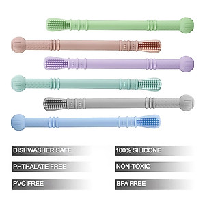 PandaEar Baby Teether Tubes| 6 Pack Soft Silicone Chew Straw Teething Toy for Infant Toddlers, Dishwasher Safe