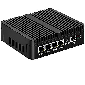 KingnovyPC Firewall Micro Appliance, 4 Port i226 2.5GbE LAN Fanless Mini PC N5105, 2* DDR4, HDMI, DP, RJ45 COM, 4*USB Gigabit Ethernet AES-NI VPN Router Openwrt Barebone