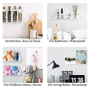 Mocoosy 2 Pack Clear Acrylic Floating Shelf 10'', Invisible Wall Mounted Shelf with Cord Hole, Small Display Ledge Shelves for Smart Speaker/Action Figures, Great for Kids Room Bathroom Office Display